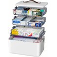 Medicine Organizer Storage Box with Lid and Leather Handle, Portable ...