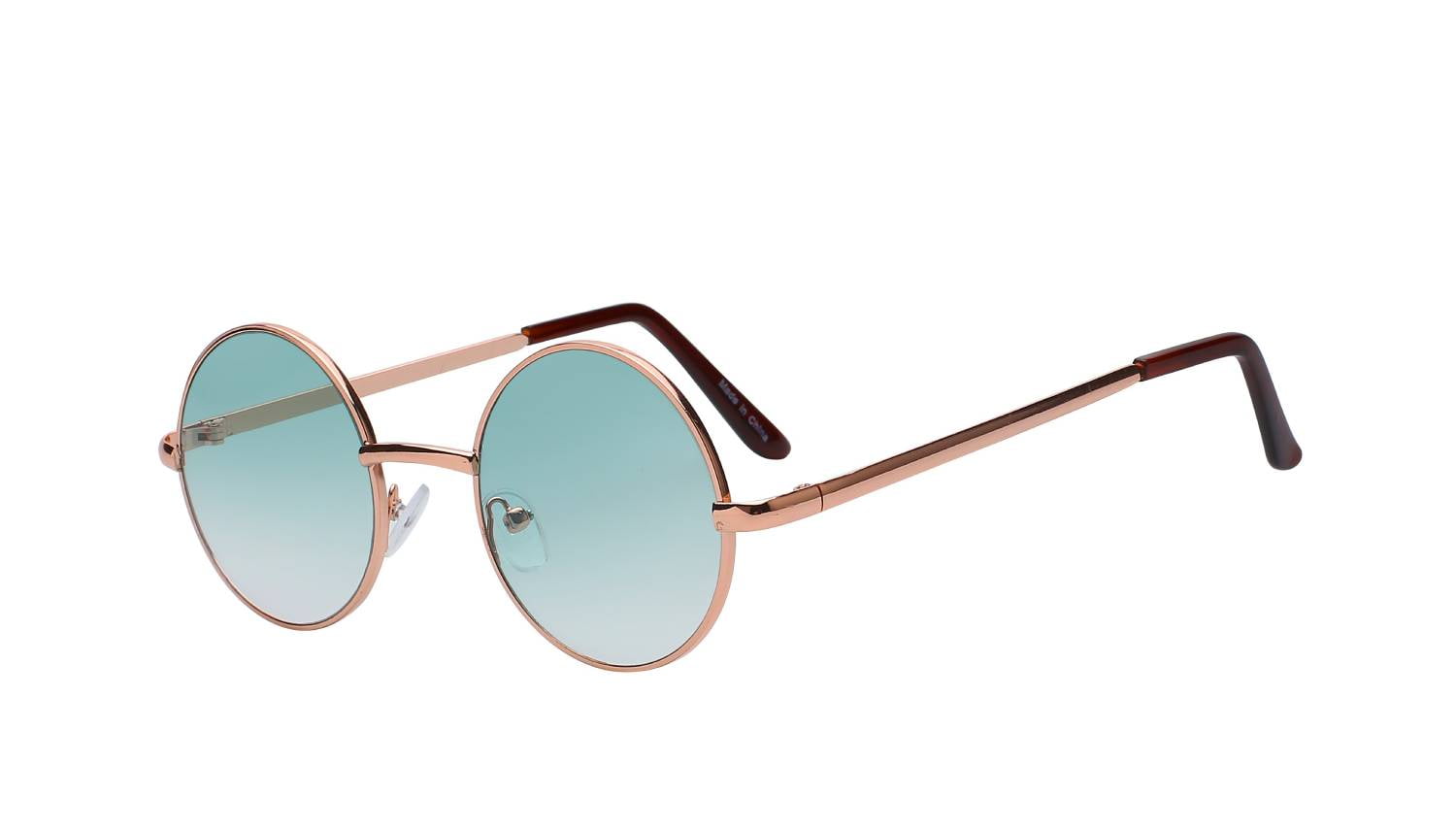 Round Sunglasses - Small (43mm) Gold Frame / Two-tone Green Clear Lens ...