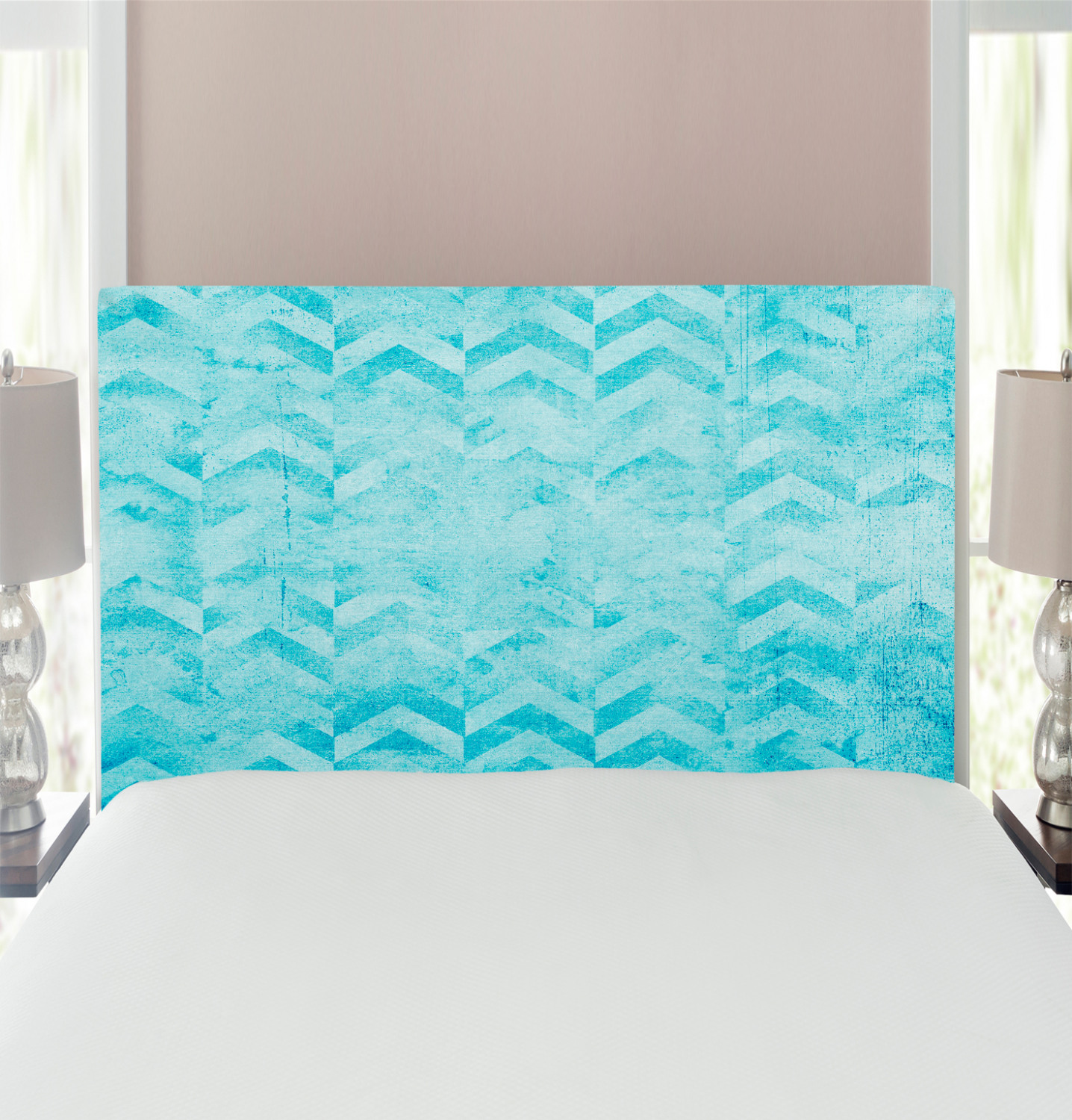 Turquoise Headboard, Geometric Design Chevron Patterns on Old Vintage ...
