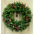 Celestial Lights Battery Operated Cone and Berry Wreath with Dual Color ...