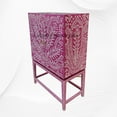Lakecity Arts Bone Inlay Peacock Design Bar Cabinet Pink, Bone Inlay ...