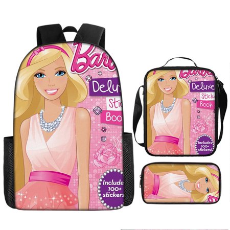 Barbie Princess Backpack Three-Piece Pink Barbie Girl Backpack Large ...