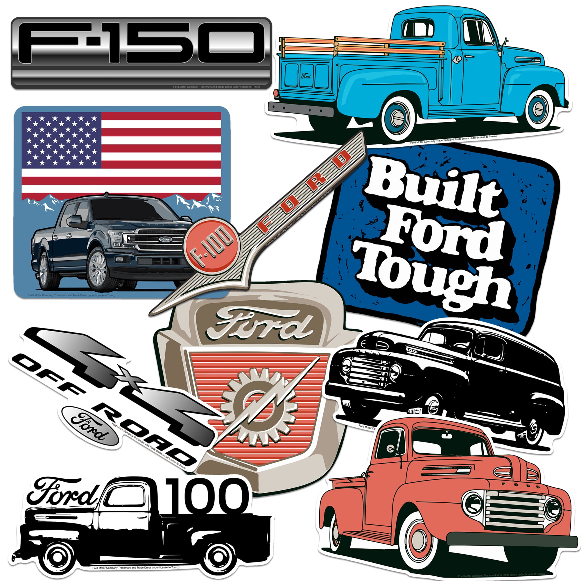 Ford Trucks Vinyl Large Deluxe Stickers Variety Pack - Laptop, Water ...