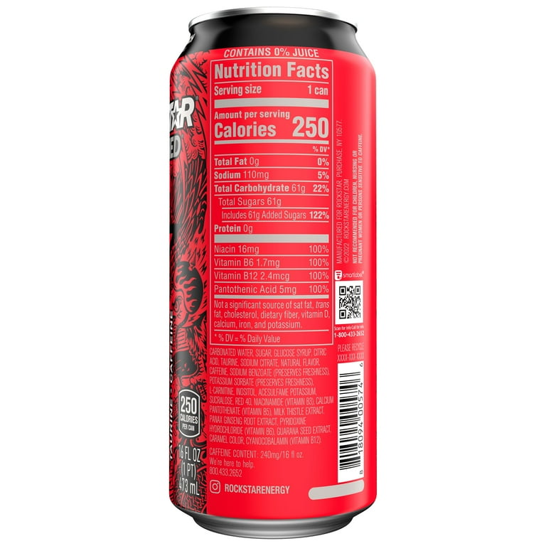 Rockstar Nutrition Label 16 Oz