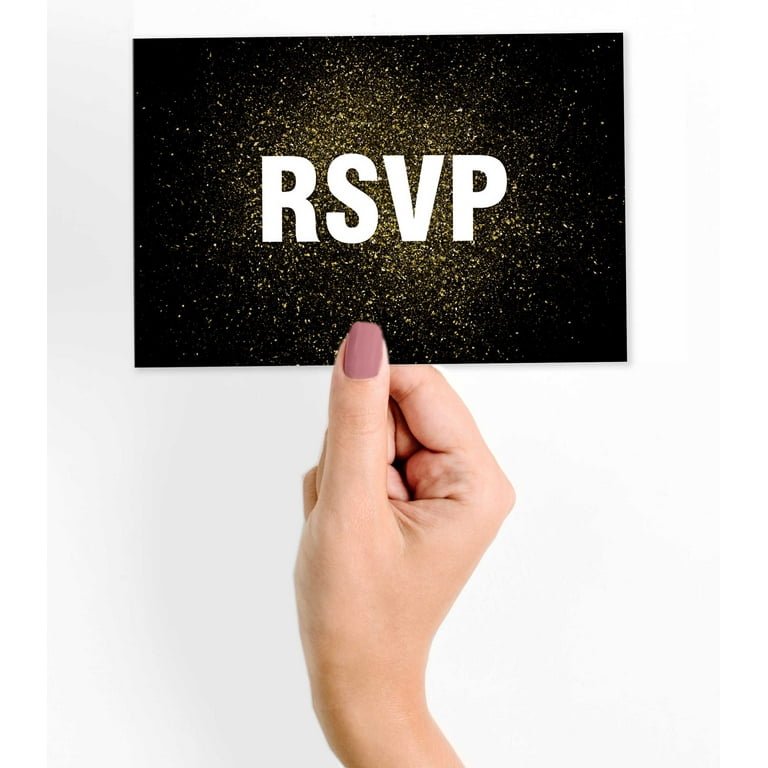 Blank Rsvp Cards Gold Printable Set Of Wedding Invitation Card