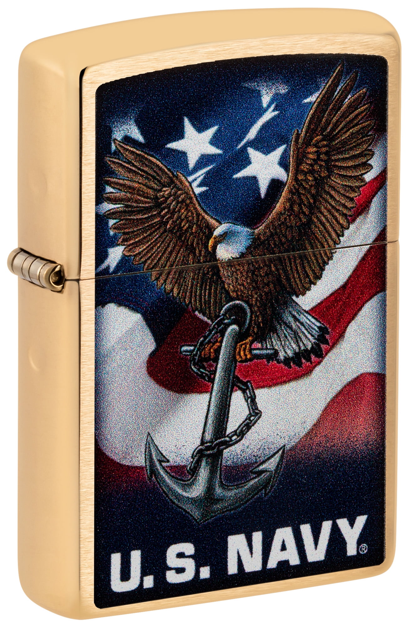 Zippo U.S. Navy Eagle Anchor & Flag Brushed Chrome Pocket Lighter ...