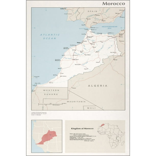 24"x36" Gallery Poster, cia map of Morocco 1976 - Walmart.com