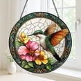 Fantasy Floral Hummingbird Stained Glass Style Suncatcher, Colorful ...