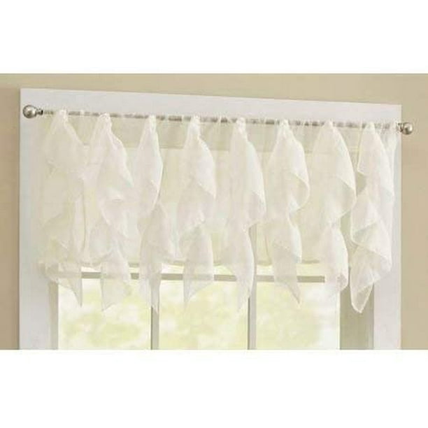 Vertical Kitchen Curtain Sheer Cascade Ruffle Waterfall Window ...