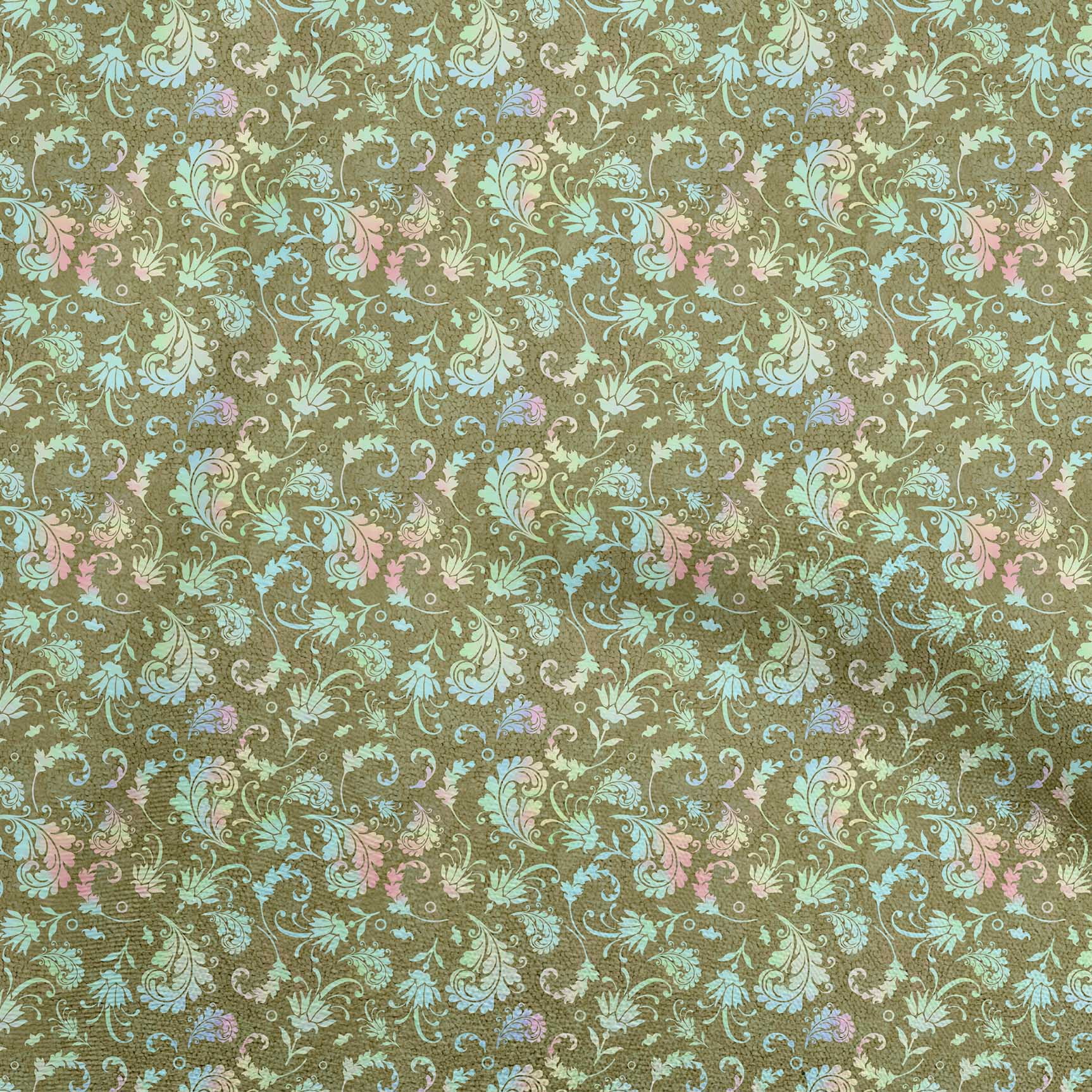 oneOone Silk Tabby Olive Green Fabric Damask Diy Clothing Quilting ...