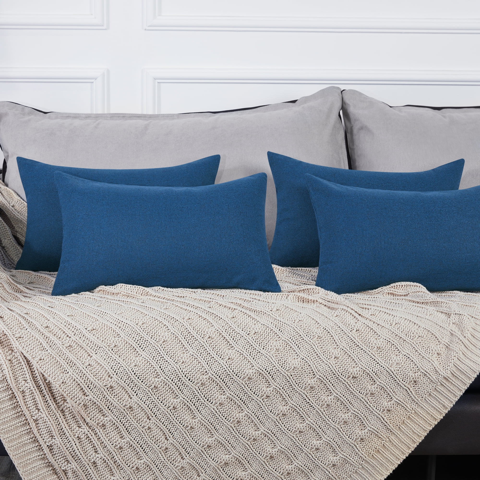 Deconovo Pillow Covers Faux Linen Cushion Cases Solid Pillowcases Home ...