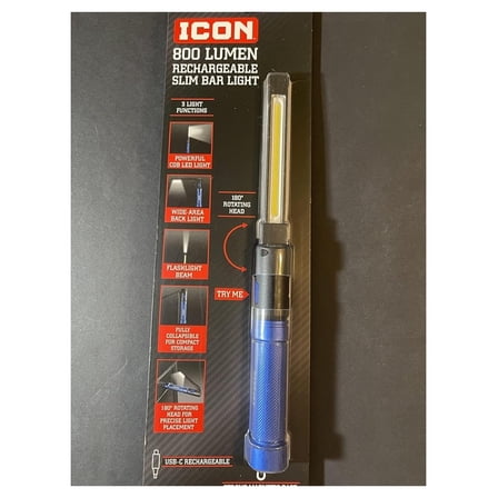 ICON 800 Lumen LED Rechargeable Magnetic Handheld Foldable Slim Bar ...
