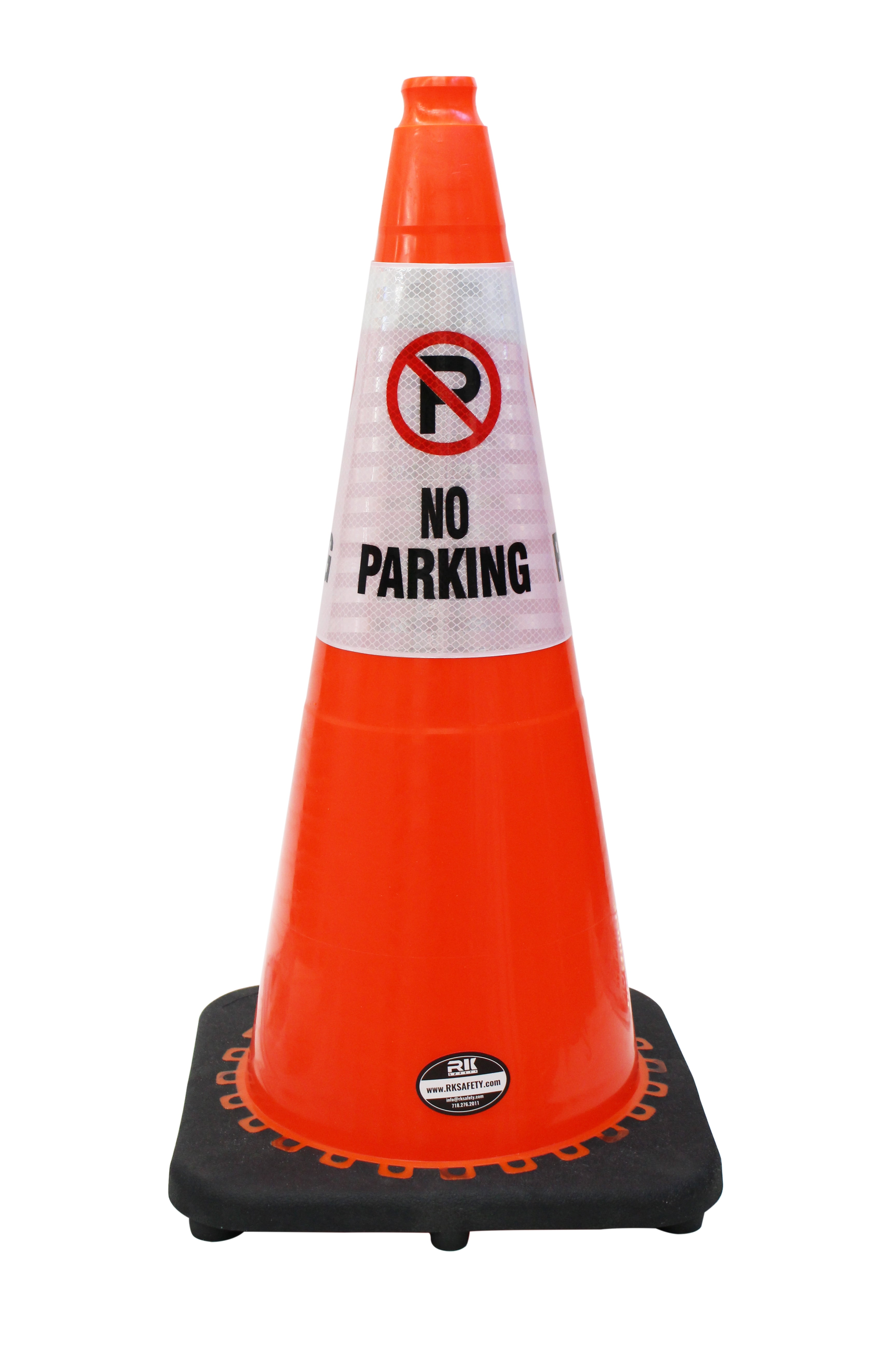 (Set of 16) RK 28" Orange Safety Traffic PVC Cones Black Base with"NO ...