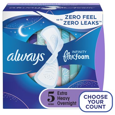 Always Maxi Overnight Pads with Wings, Size 4, Overnight, Unscented, 26 ...