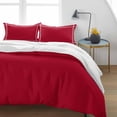 4 Piece Duvet Cover Set Cal king, Red Pure Color Soft Breathable ...