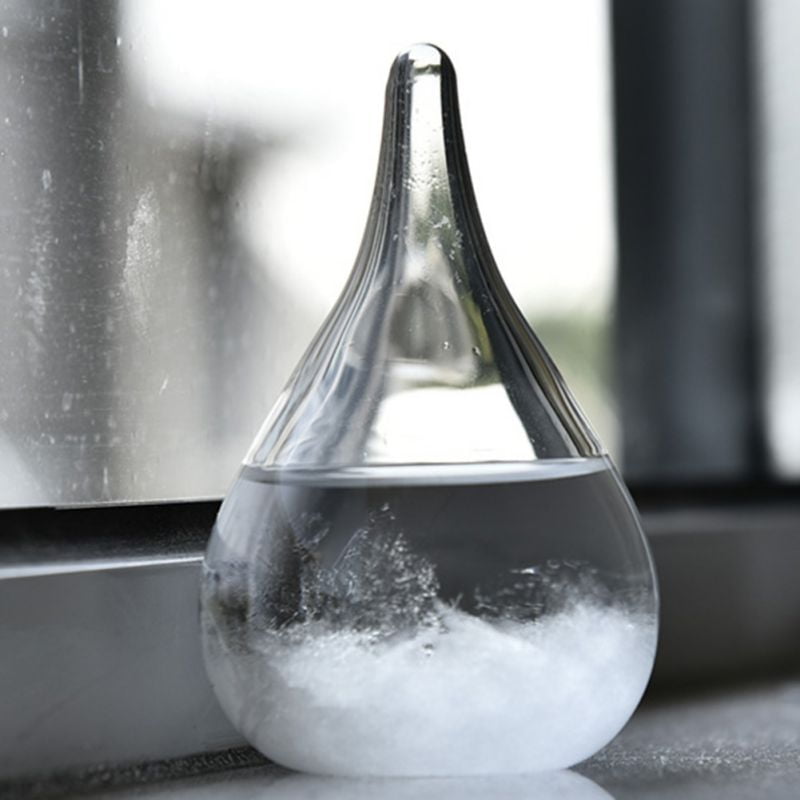 Storm Glass Weather Predictor, Barometer Bottle with Wood Base ...