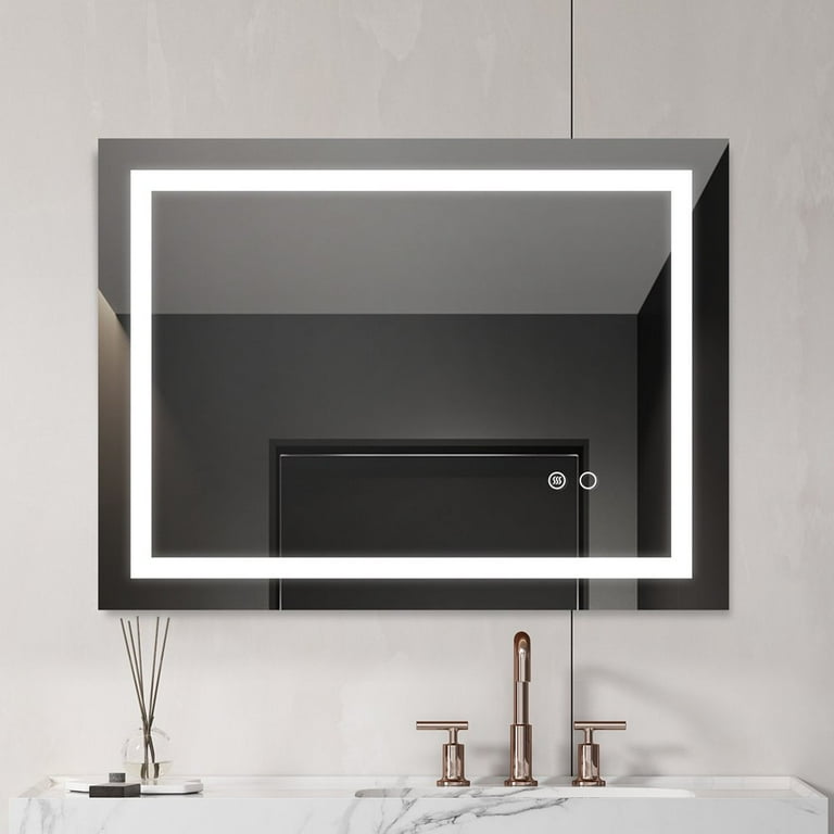 32 x24 Bathroom Mirror with Lights Anti Fog Dimmable Lighted Bathroom Vanity Mirror 3 Colorful Light Modes Smart Touch Mirrors Walmart