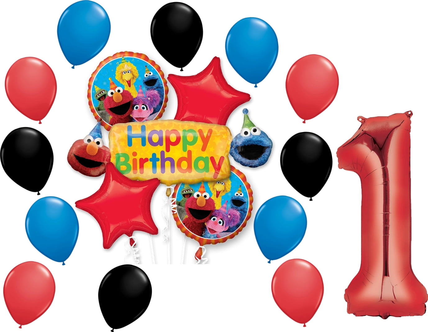 Sesame Street Elmo and Friends Theme 1st Birthday Party Foil and Latex ...