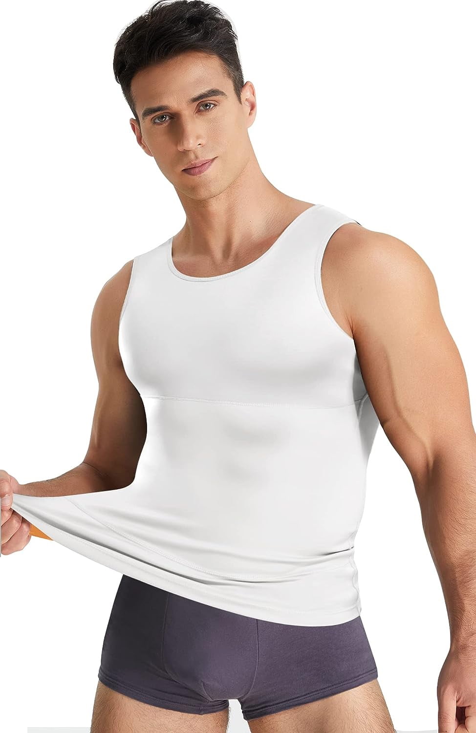 Molutan Mens Compression Shirt Slimming Body Shaper Vest Workout Tank ...