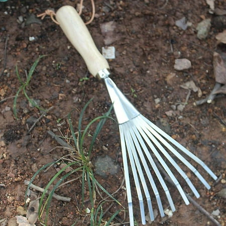 CHIKEN Small Metal Rake, Rake With Wooden Handle, Leaf Rake, Lawn Rake ...