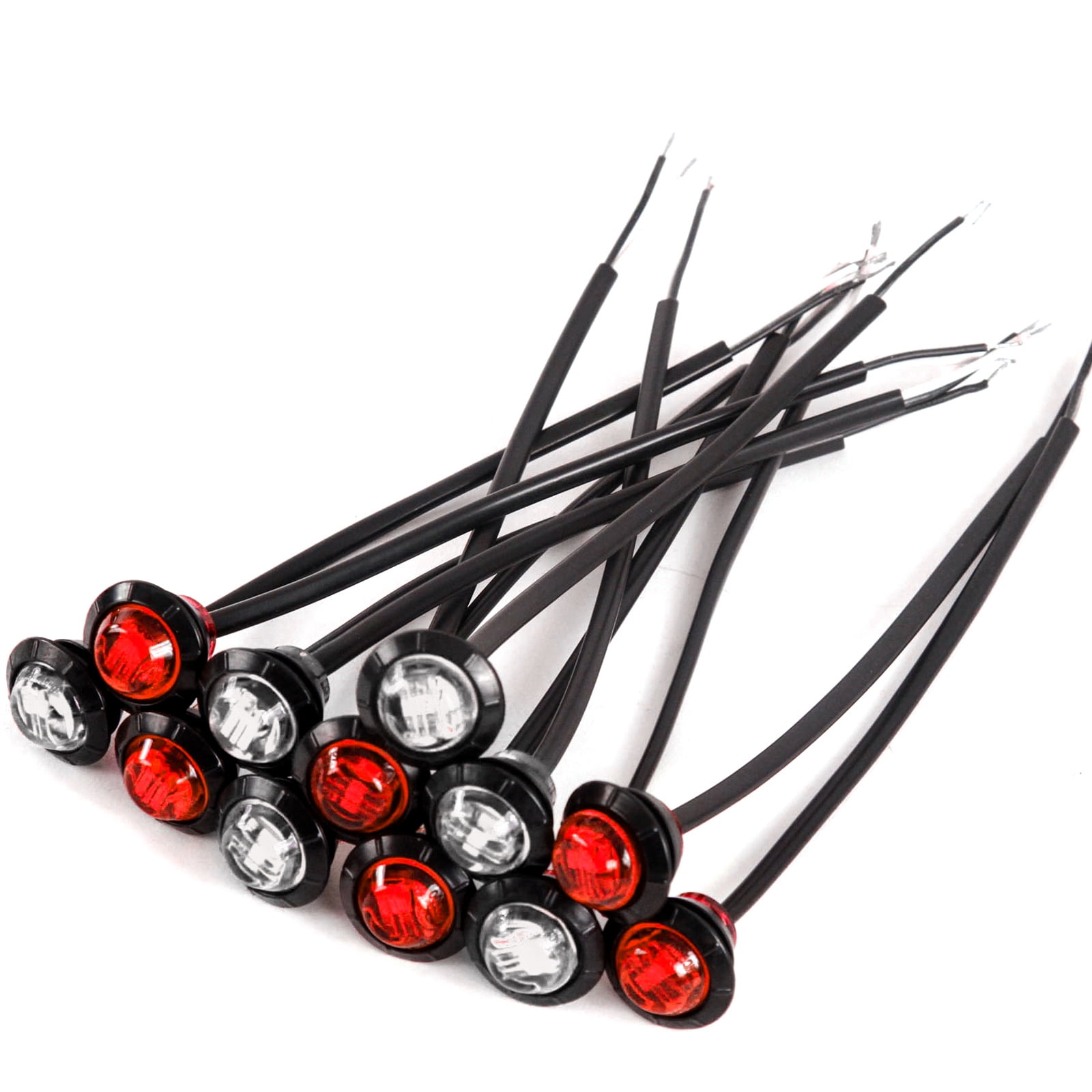 Red Hound Auto (6) 3/4 inches Red & Clear LED Clearance Side Marker ...