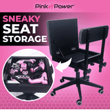 Pink Power Sewing Chair with Wheels and Adjustable Back Support ...