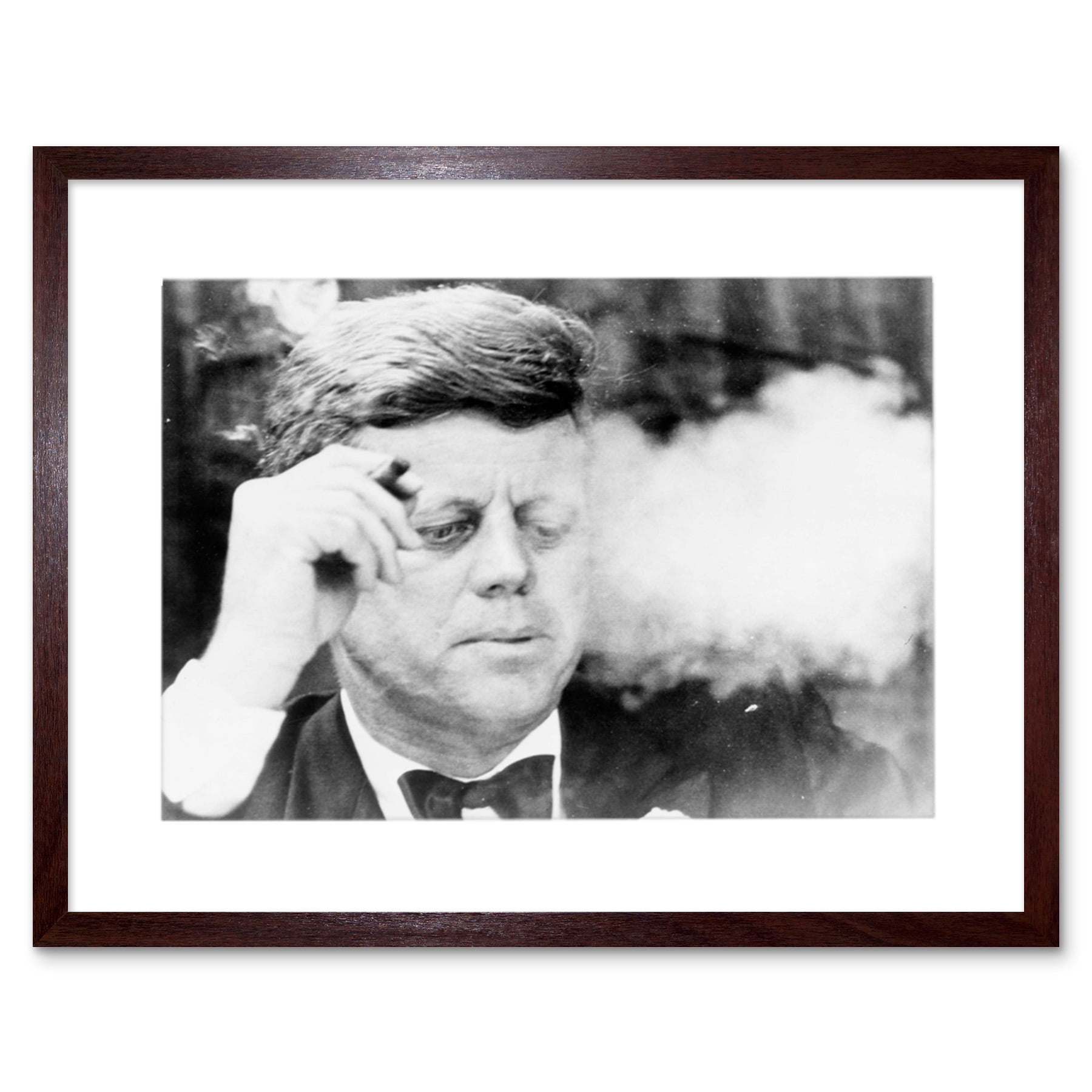 President John Kennedy Smoking Cigar JFK Black and White Vintage ...