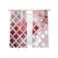 Abstract Red Gray Geometric Art Chiffon Sheer Curtains 72 Inches Long ...