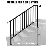 Matte Black Handrail for Outdoor Steps,Fits 4 Steps Outdoor Stair ...