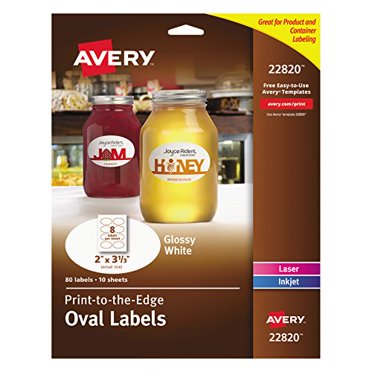 Avery Printable Oval Labels, 2" x 3-1/3", White, 80ct (22820) - Walmart.com