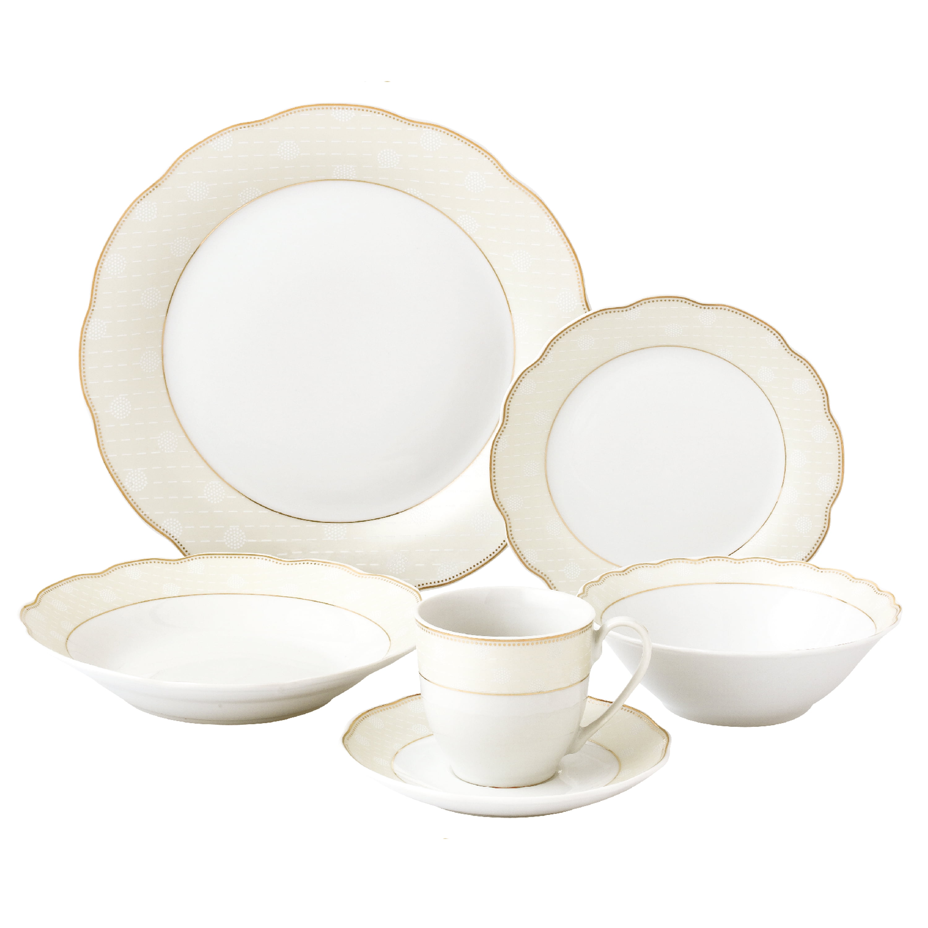 World Gifts 24 Pieces Porcelain Dinnerware Set Service for 4 People ...