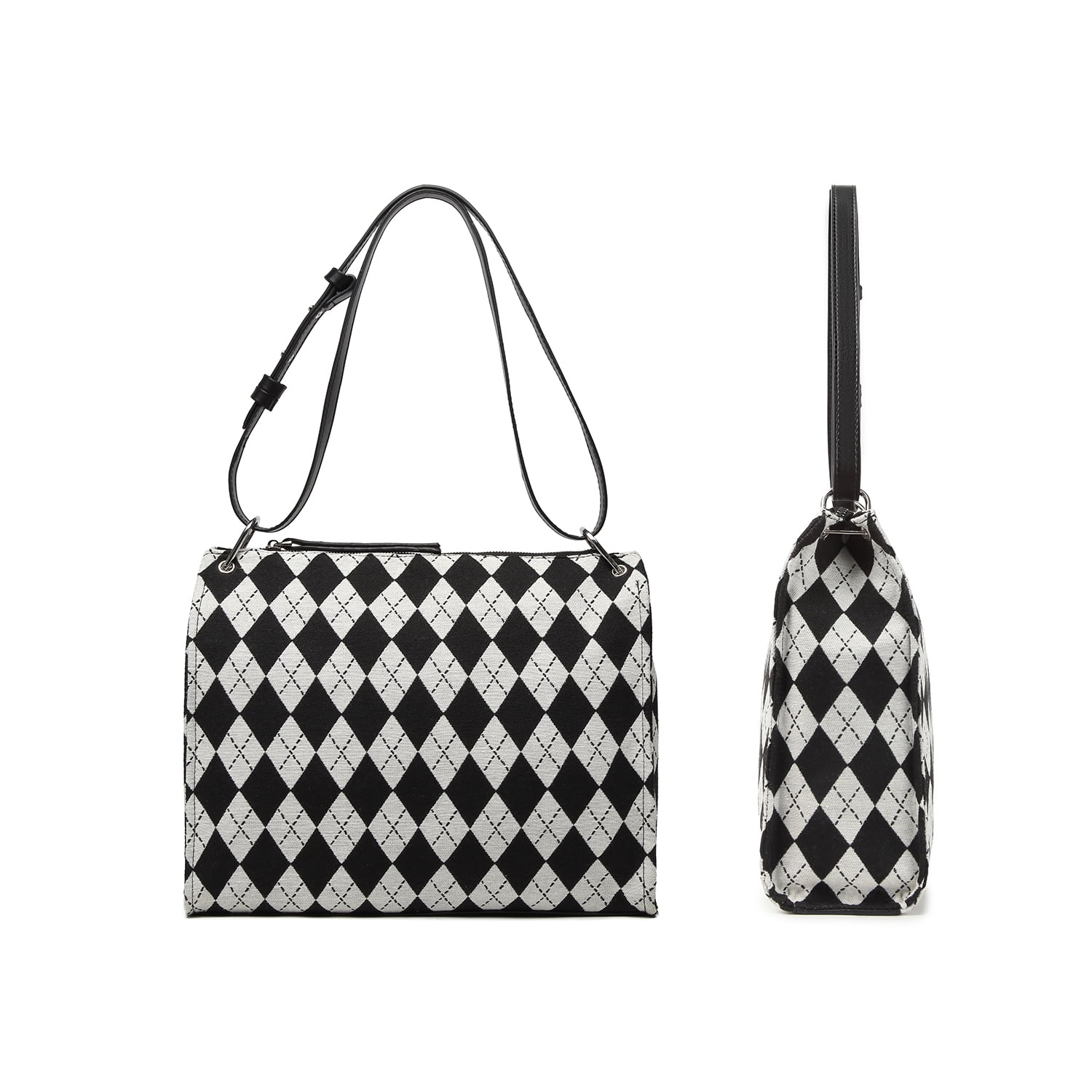 Black and off-white checkerboard pattern handbag Ladies Shoulder Bag ...