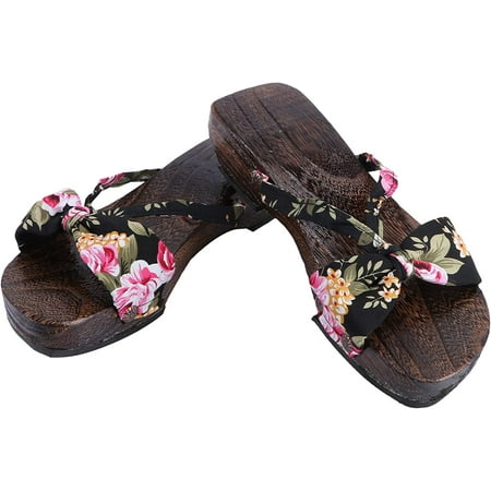 NETSENG Geta Sandals Women Wooden Clogs Kimono Slip On Open Toe Short ...