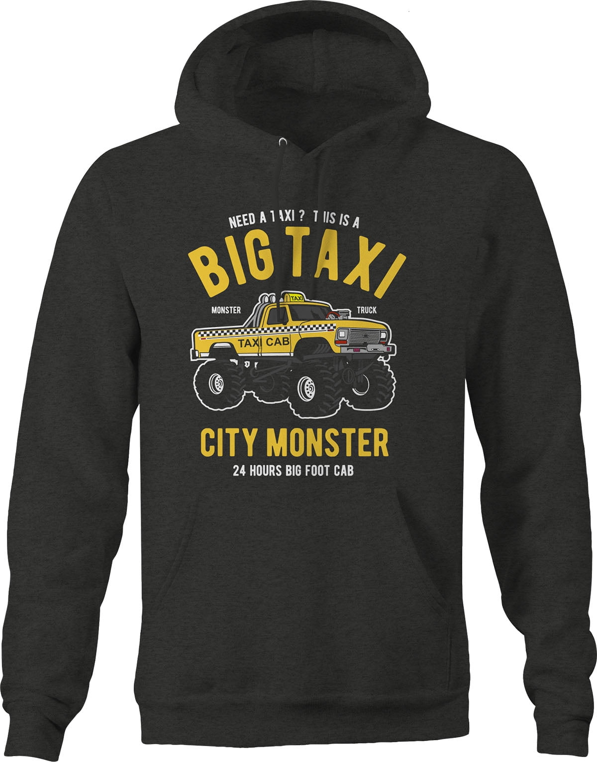 Monster Truck Lifted Yellow Taxi Cab Graphic Hoodies Xlarge Dark Grey ...