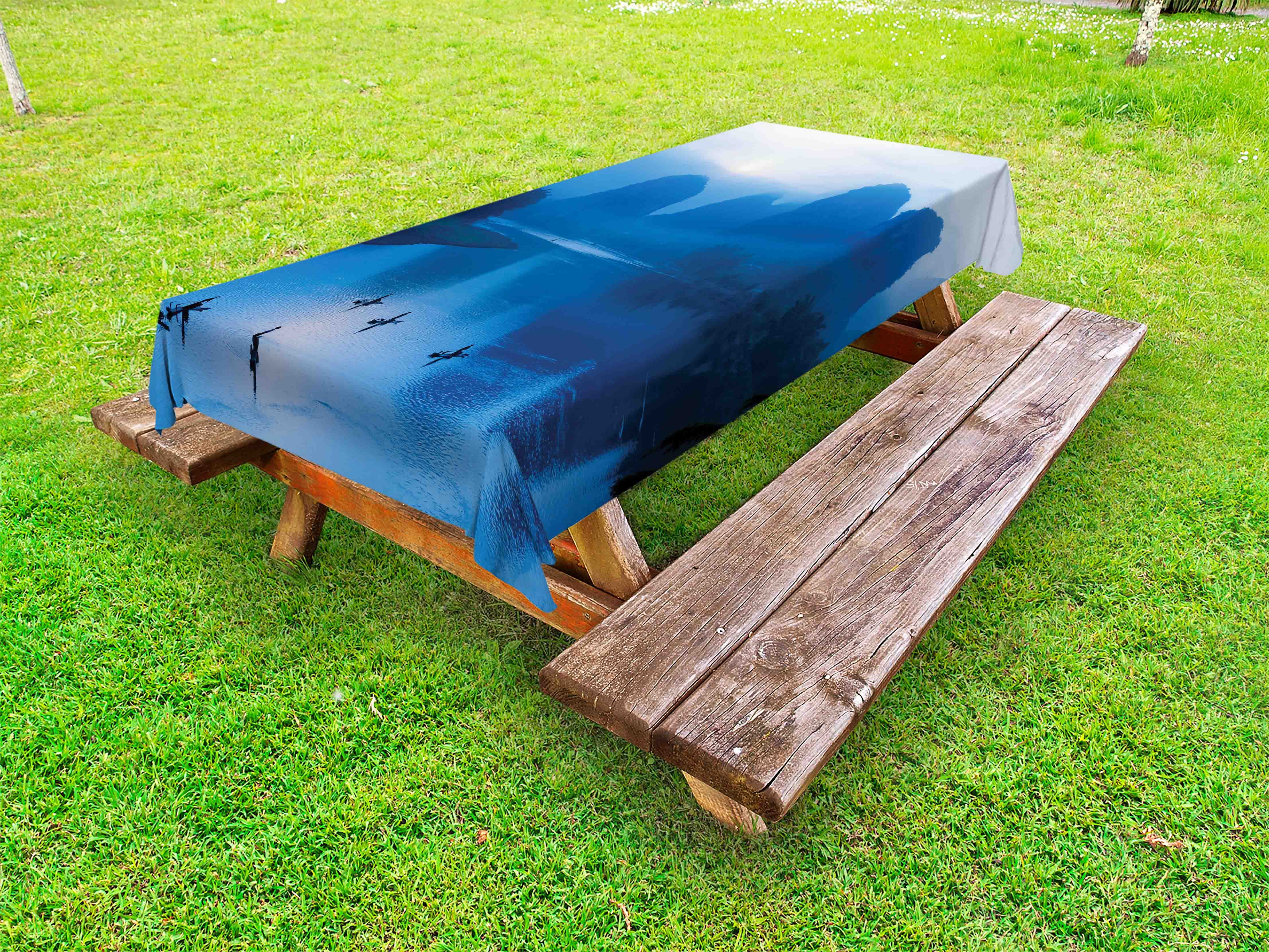 Asian Outdoor Tablecloth, Sunrise with Bamboo Raft at Yangshuo on Li ...