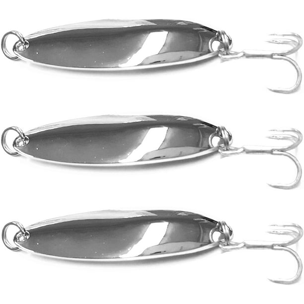 Stellar Silver 1/2 Ounce Spoon (3 Pack), Rigged Hard Fishing Lure for ...