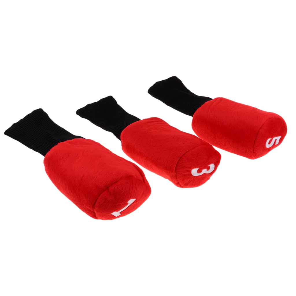 3Pcs Long Neck Golf Club Head Cover Wood Headcover for Women red /Black ...