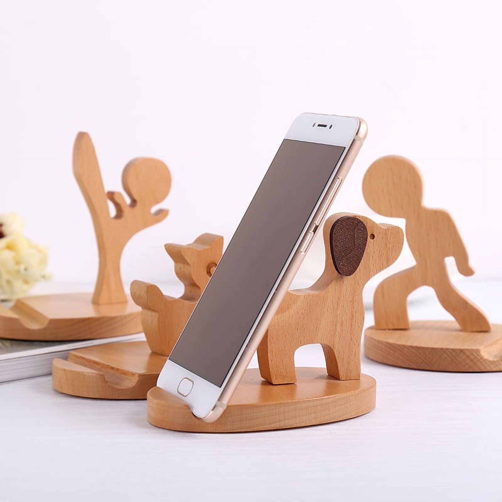 Cartoon Cell Phone Holder Stand Wooden Smartphone Desk Holder for All ...
