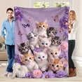 1 Adorable Kitten-Themed Flannel Blanket | Cozy All-Season Bedding with ...