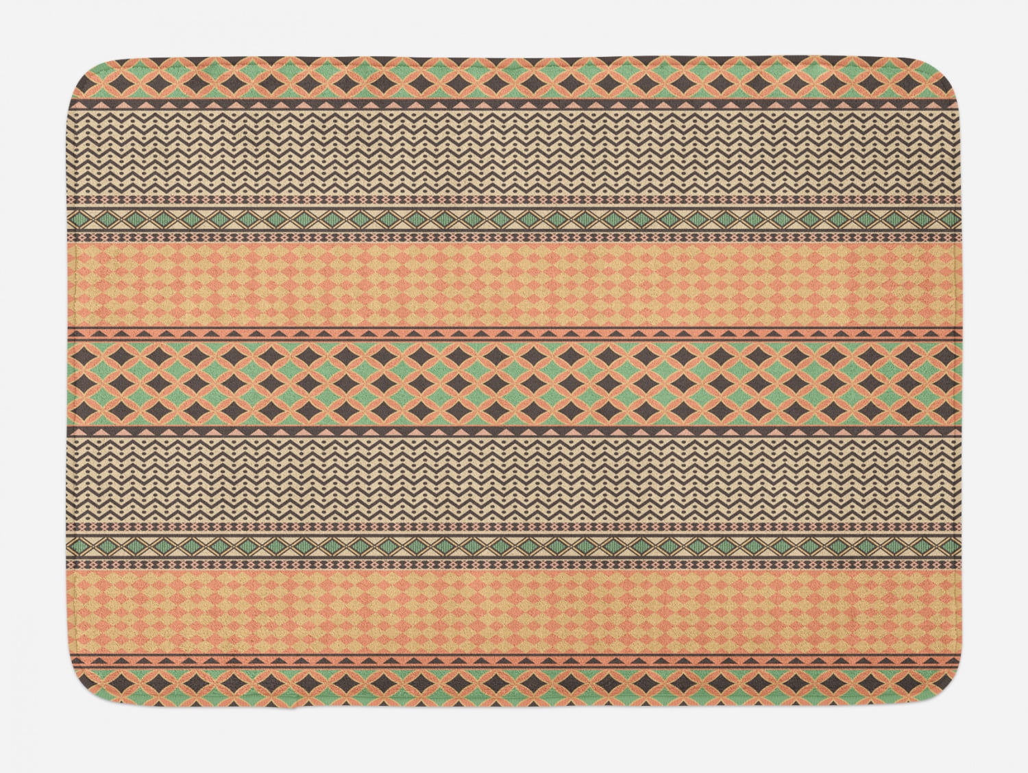 Kente Pattern Bath Mat, Primitive African Ornament with Geometric ...