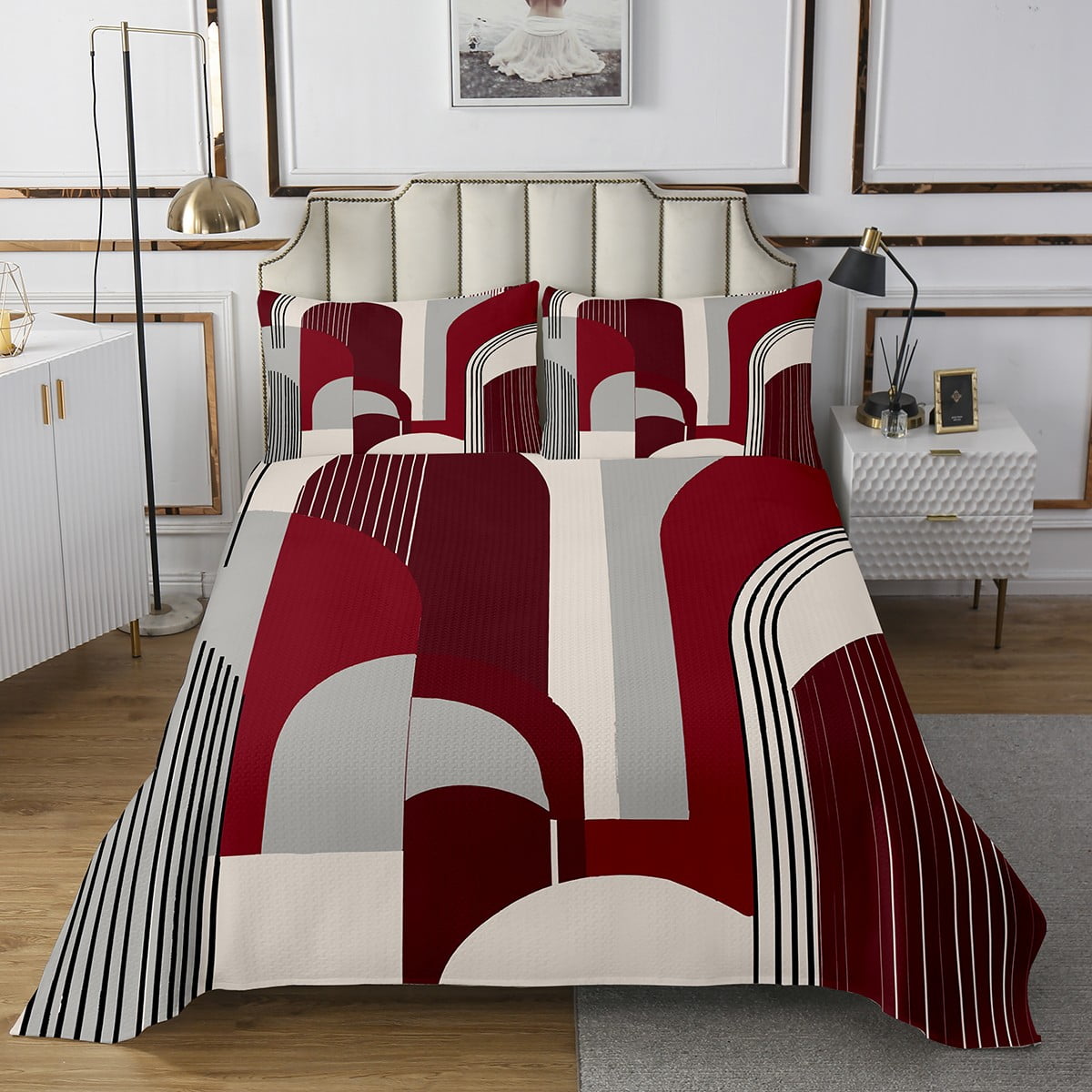 Erosebridal Ensemble de Couvre-Lit Géométrique Mode Très Grand ...