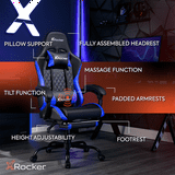X Rocker Apex PC Gaming Chair with Massage Function and Footrest, Blue ...