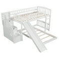 White Twin-Twin Wooden Bunk Bed: Slide, Under-bed Drawers, Guardrails ...