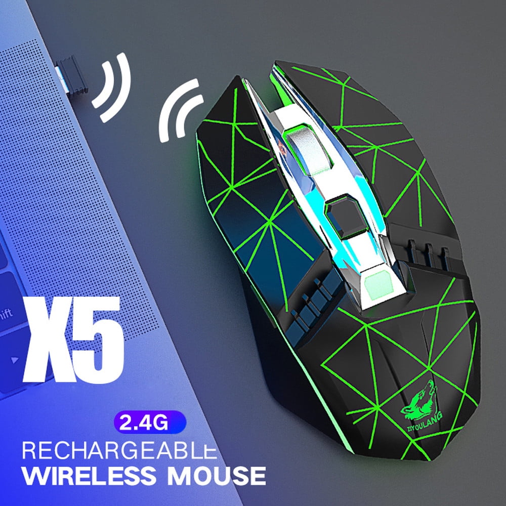 Fiogavroetic Gaming Mouse Rechargeable X5 Wireless Silent LED Backlit ...