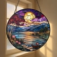 Serene Moonlit Lake Stained Glass Suncatcher – Decorative Window ...