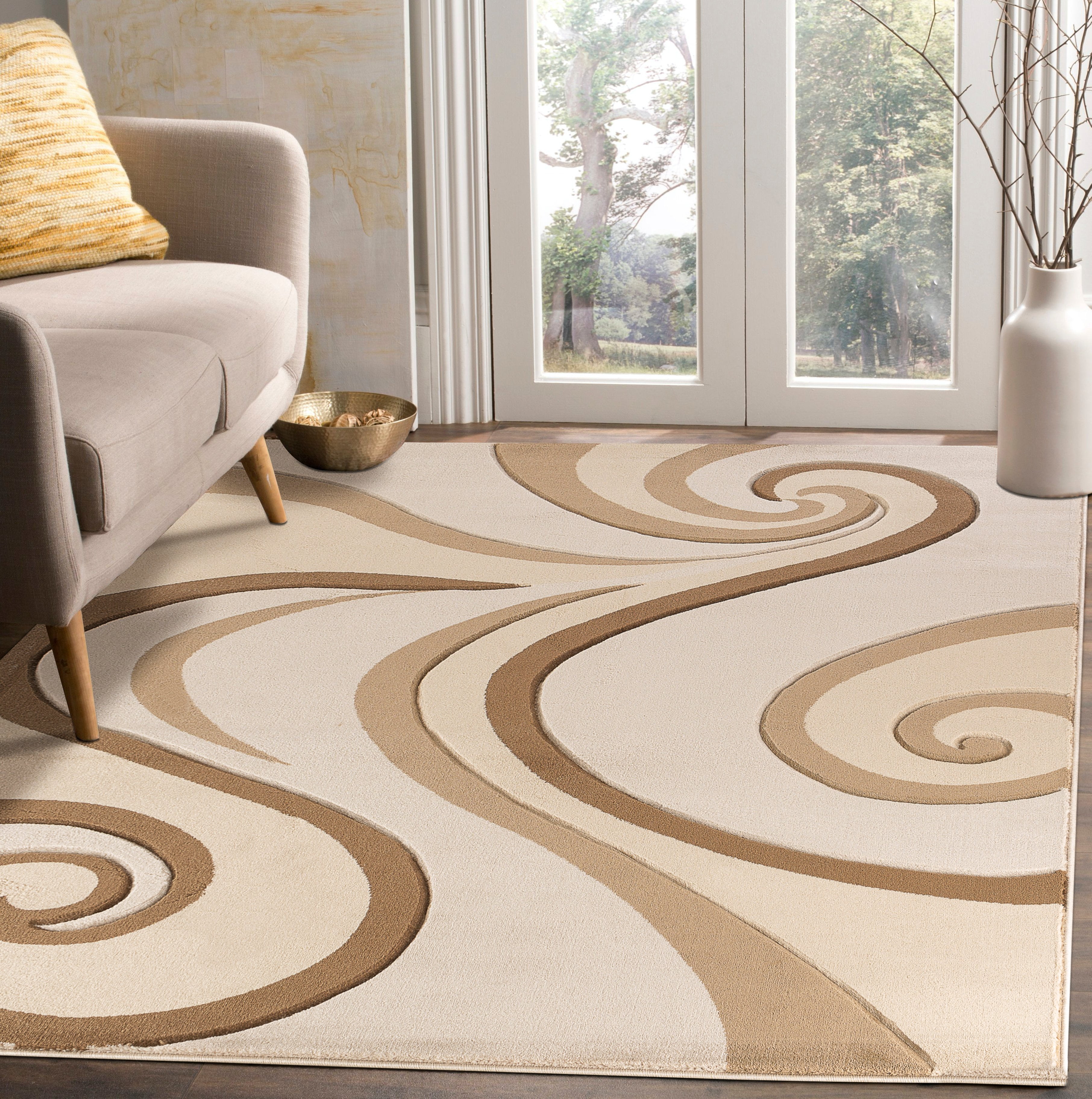 Modern Swirls Hand Carved Soft Living Room Area Rug Walmart