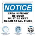 ADA CENTRAL SIGNS - Notice Area in Front of Door Must Be Kept Clear at ...