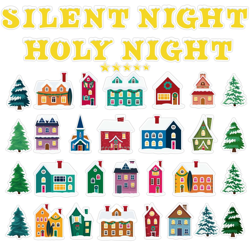 Christmas Bulletin Board Christmas Tree Winter Village Cut-Outs ...