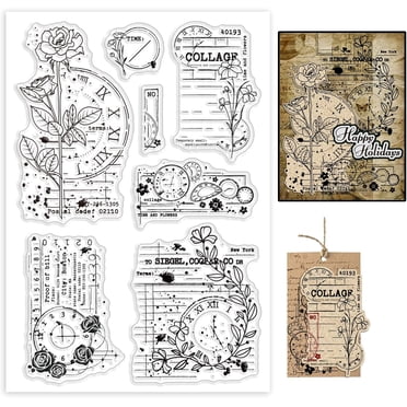 LELE LIFE 6 Sheets Vintage Clear Stamps, Retro Rubber Stamps ...