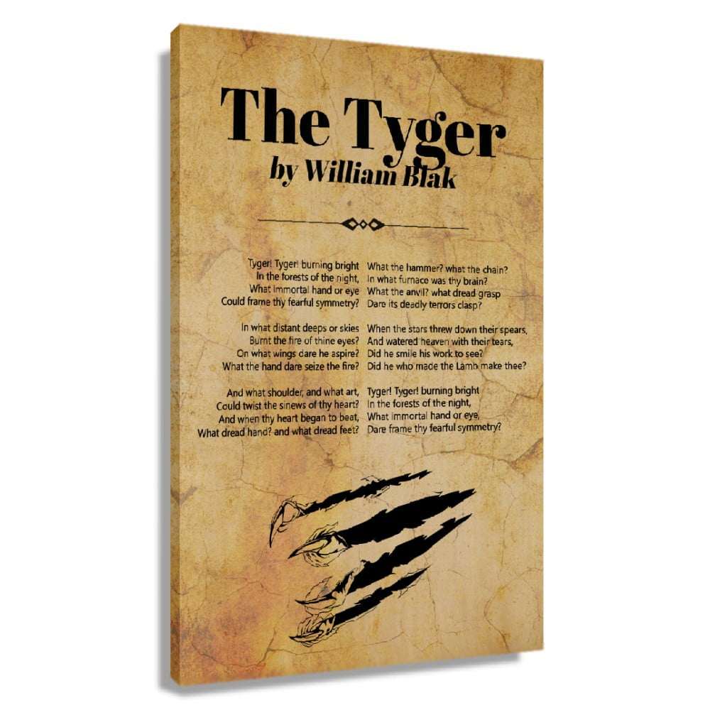 The Tyger Poem Wall Art William Blake Quotes Wall Art Poetry Posters ...